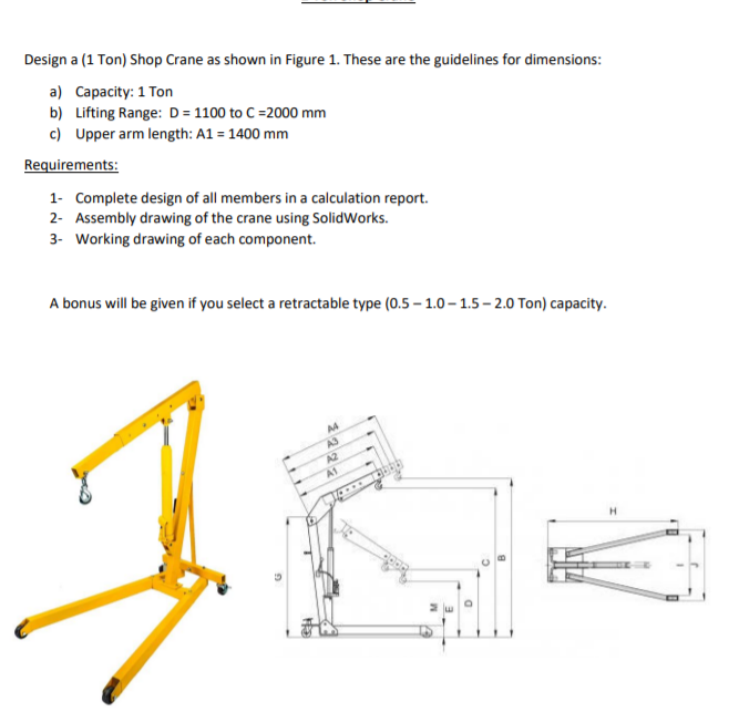 Solved Design a (1 Ton) Shop Crane as shown in Figure 1. | Chegg.com