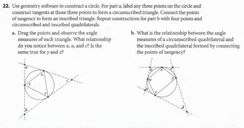 Solved 22. Use geometry software to construct a circle. For | Chegg.com