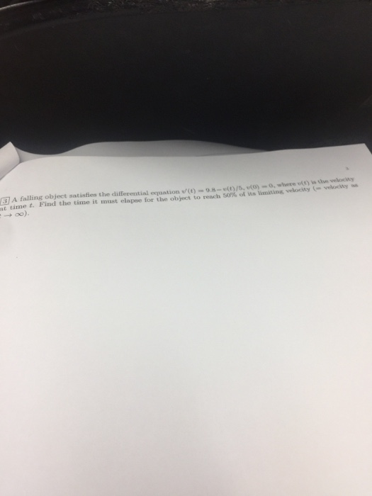 Solved A falling object satisfies the differential equation | Chegg.com