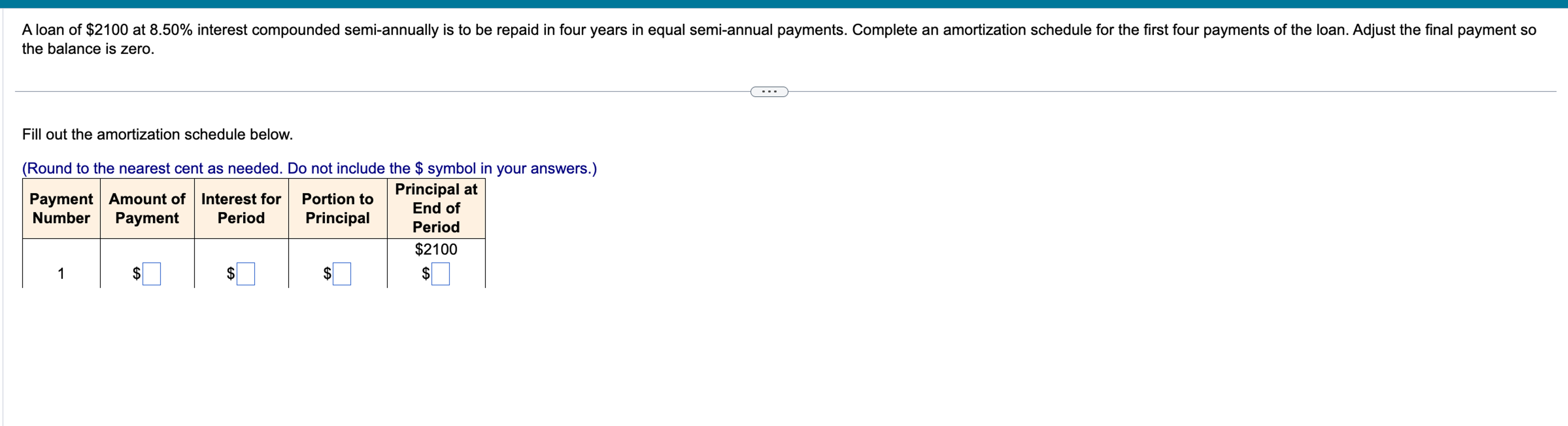 Solved the balance is zero.Fill out the amortization | Chegg.com