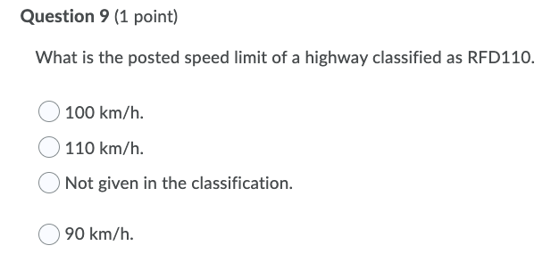 Solved Question 9 (1 point) What is the posted speed limit | Chegg.com