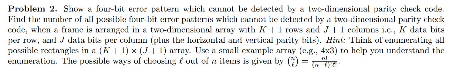 Problem 2. Show a four-bit error pattern which cannot | Chegg.com