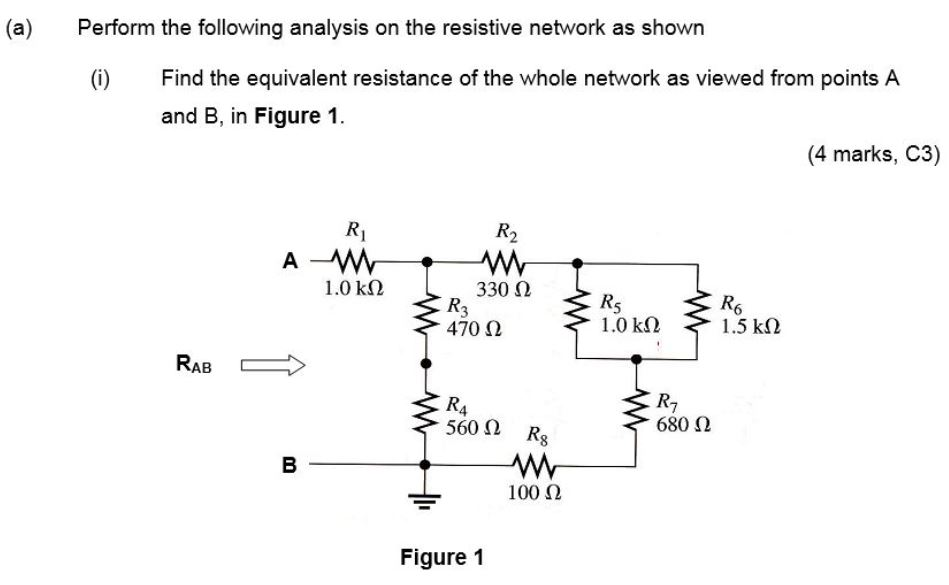 Solved (a) Perform the following analysis on the resistive | Chegg.com