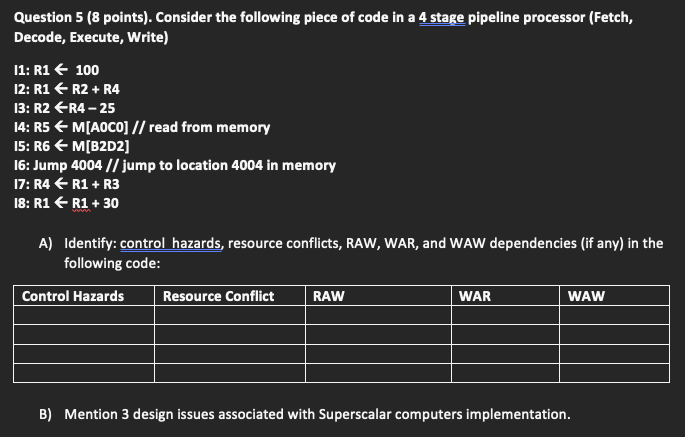 Solved Question 5 (8 points). Consider the following piece | Chegg.com