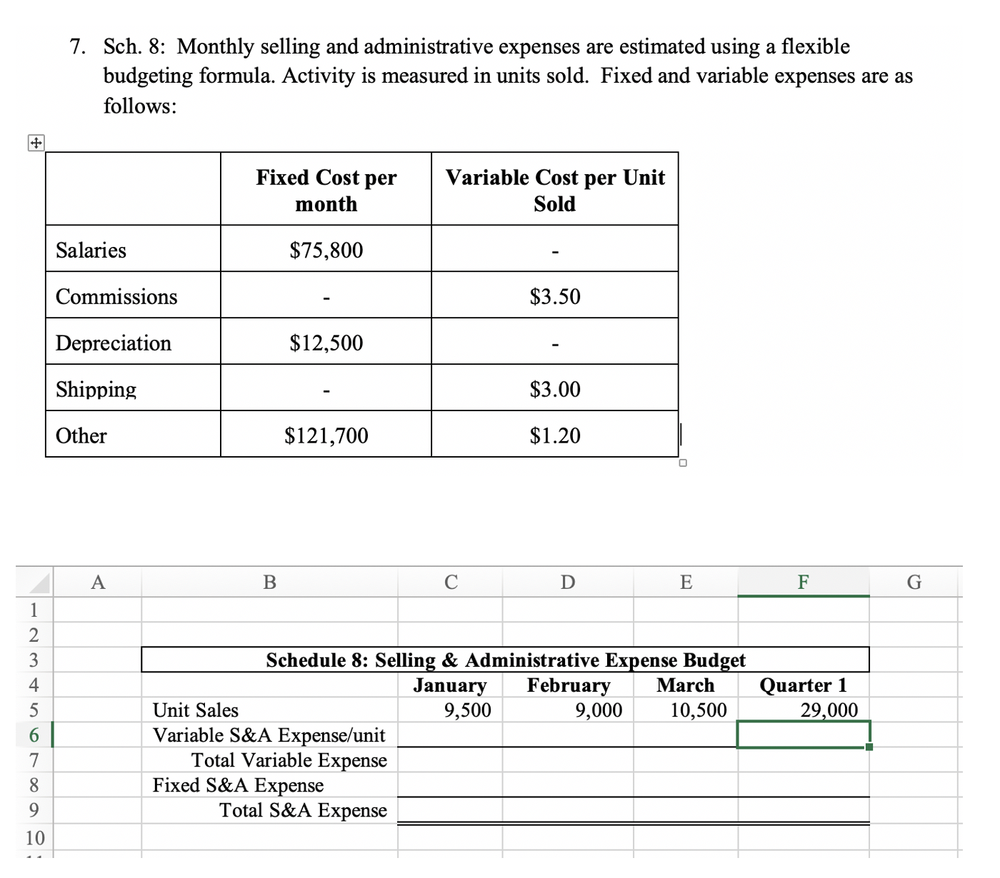 Solved Please help me fill in excel table. Please show all | Chegg.com