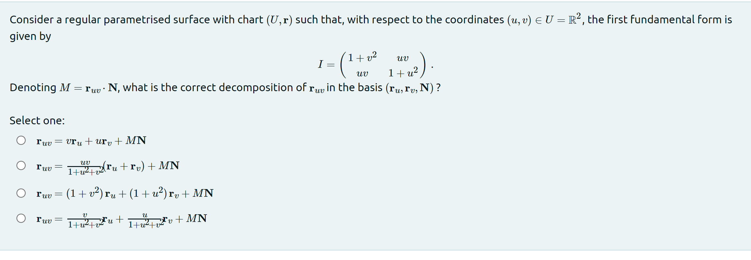 Solved Consider a regular parametrised surface with chart | Chegg.com