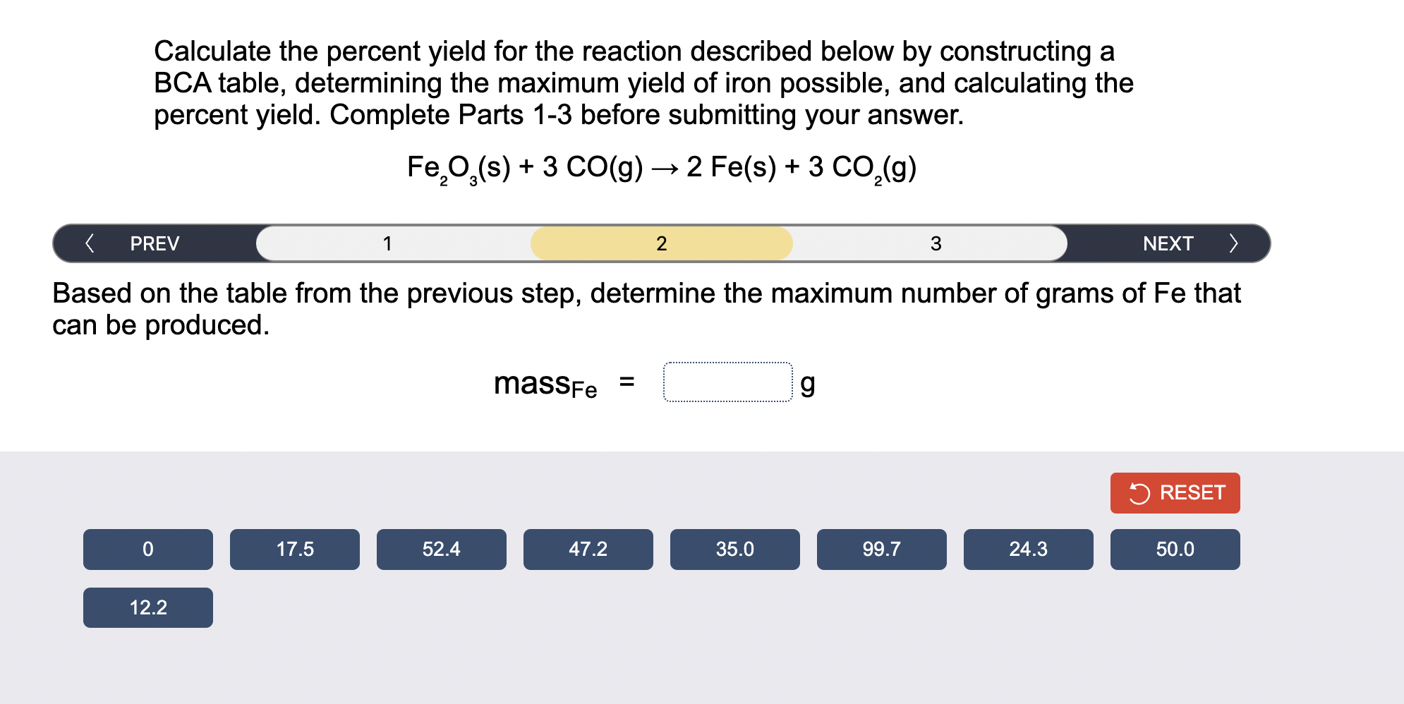 Solved Calculate the percent yield for the reaction | Chegg.com
