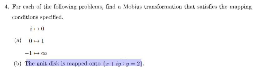 Solved How do you find the Mobius Transformation that maps | Chegg.com