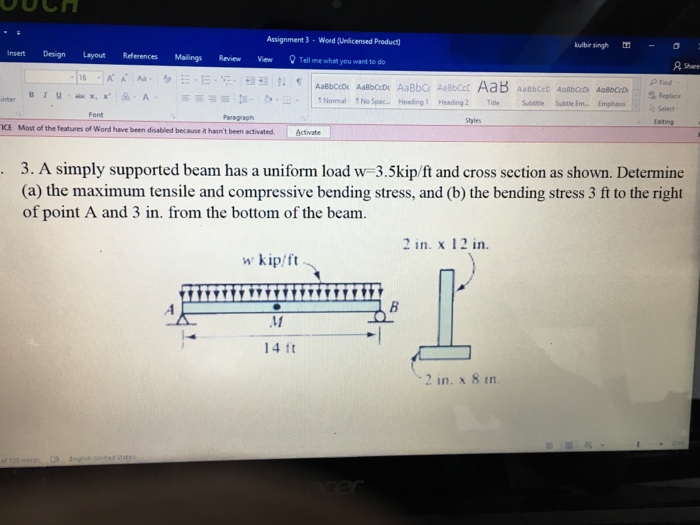 Solved A simply supported beam has a uniform load w = | Chegg.com