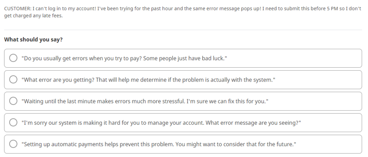 Solved CUSTOMER: I can't log in to my account! I've been | Chegg.com