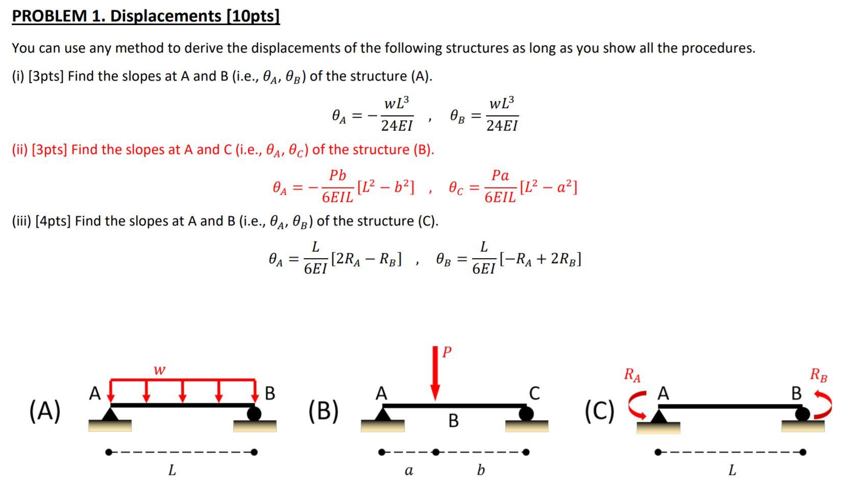 Solved wĽ3 ) PROBLEM 1. Displacements (10pts] You can use | Chegg.com