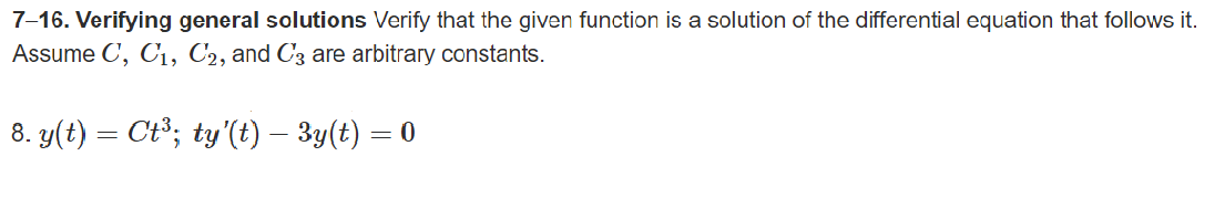 Solved 7-16. Verifying general solutions Verify that the | Chegg.com