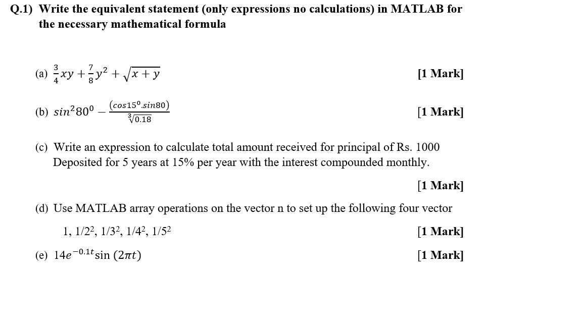 .1) Write the equivalent statement (only expressions | Chegg.com