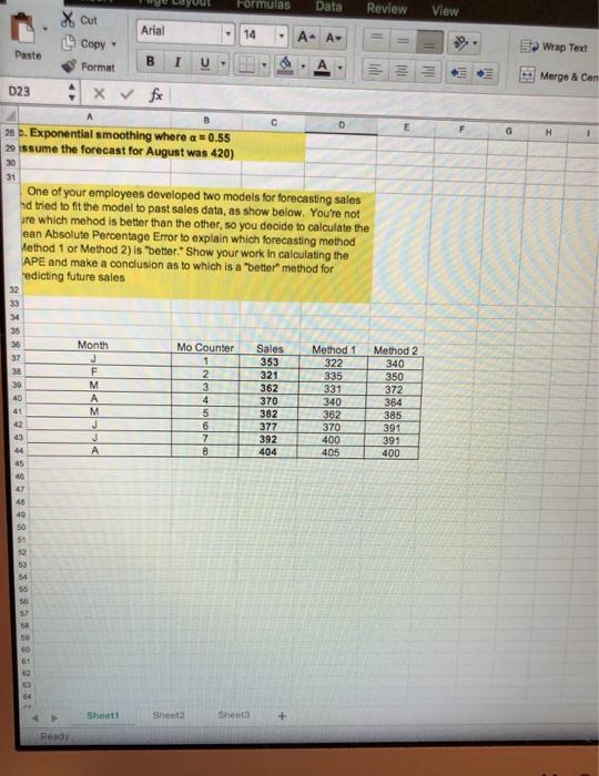 Solved Insert Page Layout Formulas Data ReviewView Cut 14 A- | Chegg.com