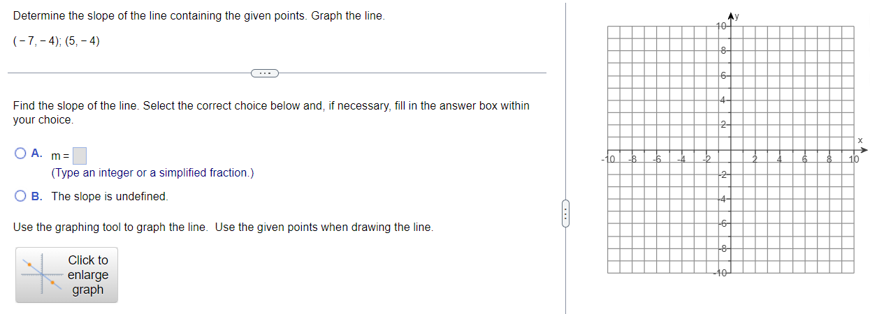 Solved Determine the slope of the line containing the given | Chegg.com
