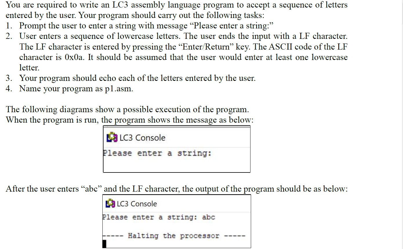 Solved You are required to write an LC3 assembly language | Chegg.com