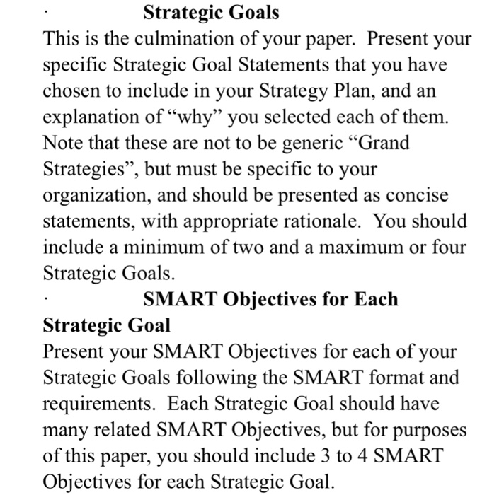 Solved Strategic Goals This is the culmination of your | Chegg.com