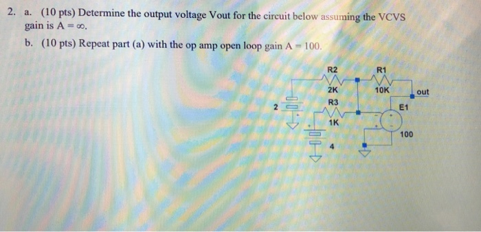 Solved 2. (10 pts) Determine the output voltage Vout for the | Chegg.com