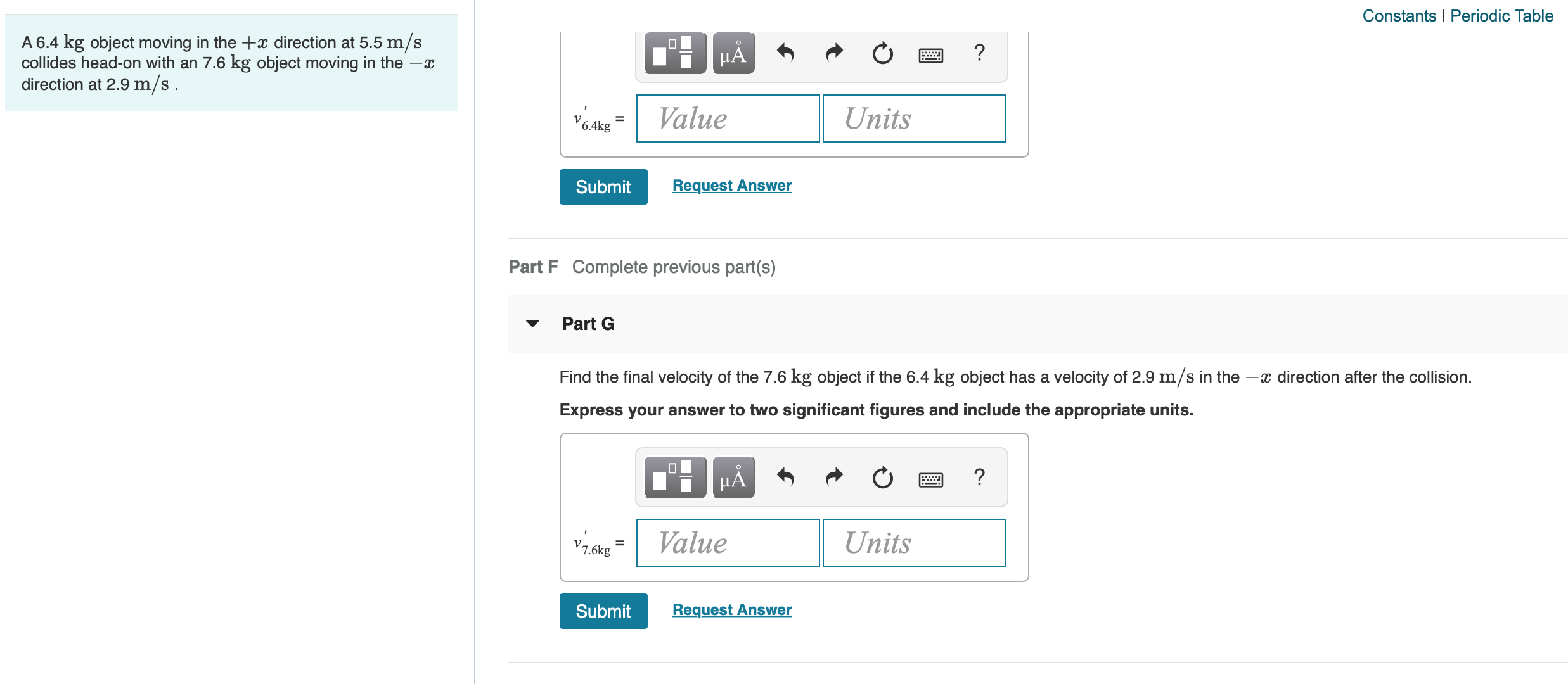 Solved Constants | Periodic Table A 6.4 kg object moving in | Chegg.com