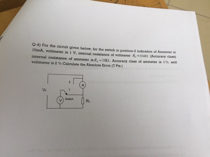 Solved For the circuit given below, for the switch in | Chegg.com
