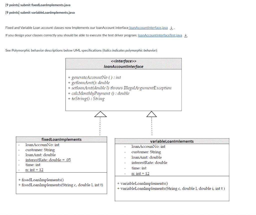Solved [9 points] submit fixed LoanImplements.java [9 | Chegg.com