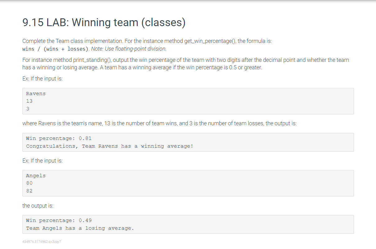 Complete the Team class implementation. For the | Chegg.com