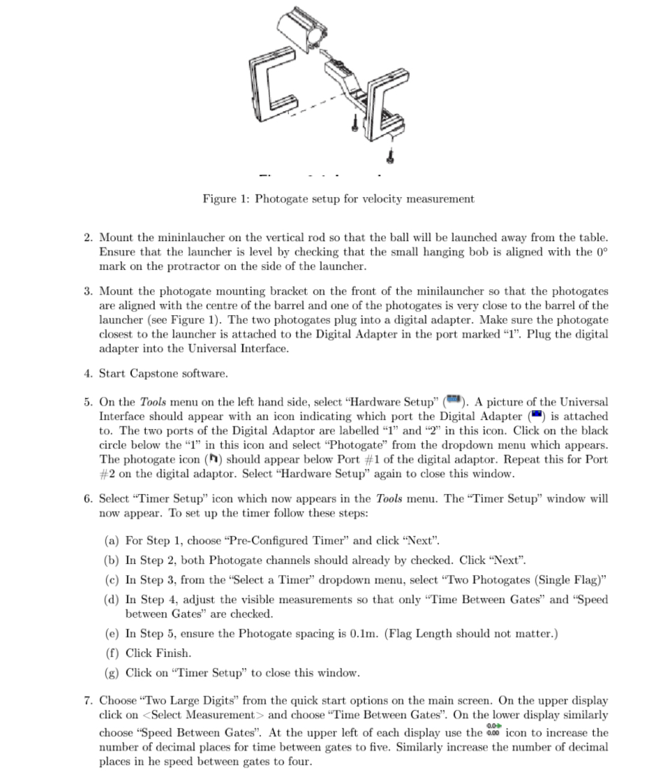 Figure 1: Photogate setup for velocity measurement 2. | Chegg.com