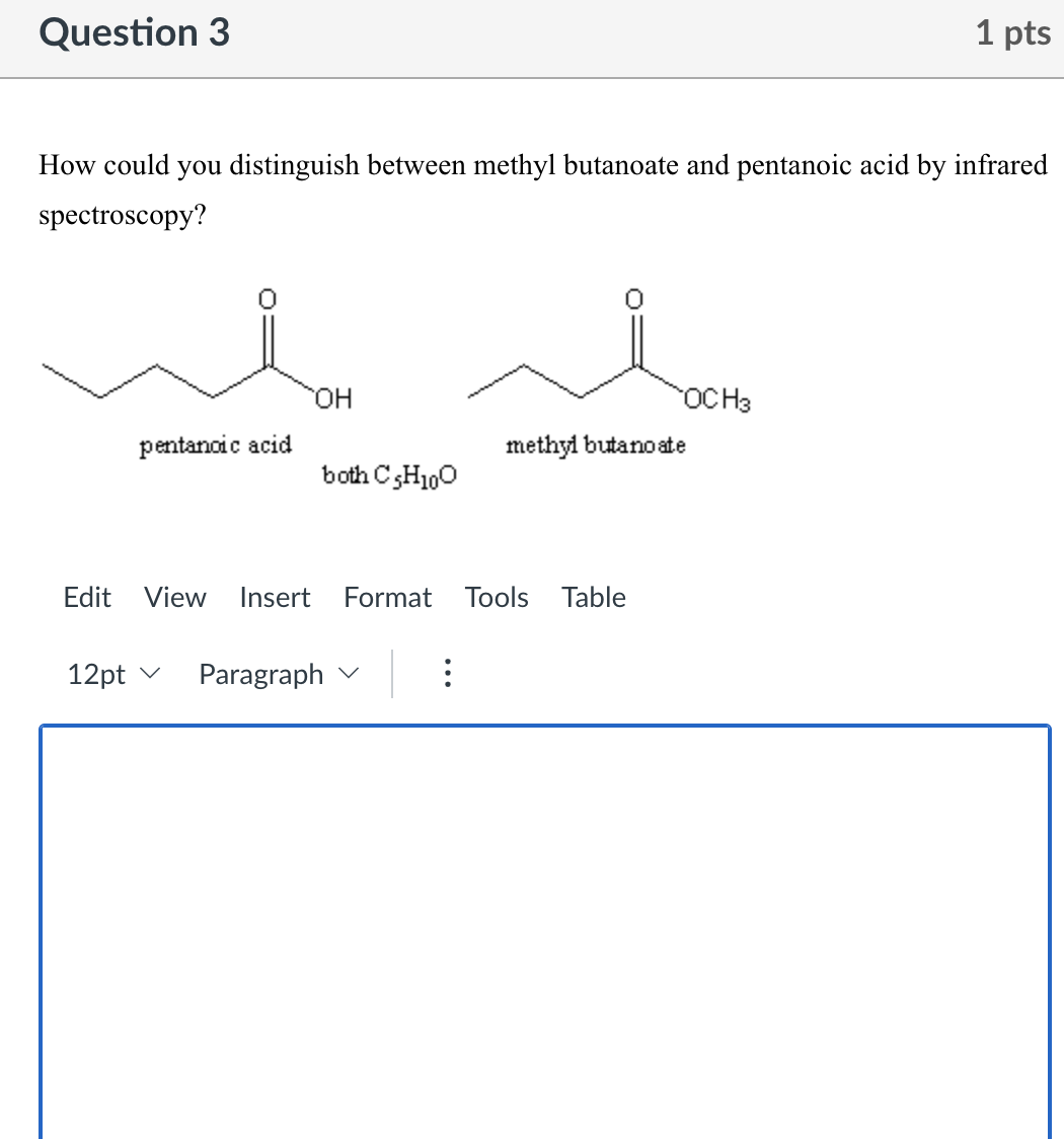 Solved How could you distinguish between methyl butanoate | Chegg.com