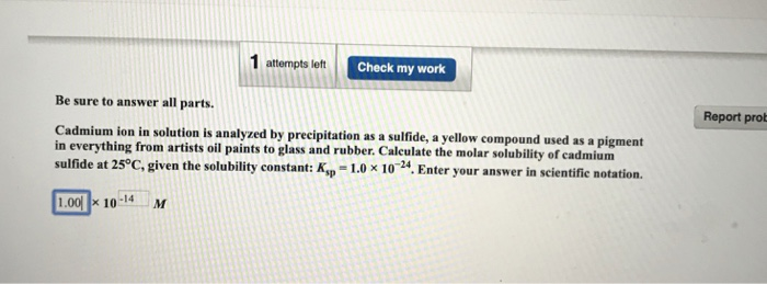 Solved 1 attempts left Check my work Be sure to answer all | Chegg.com