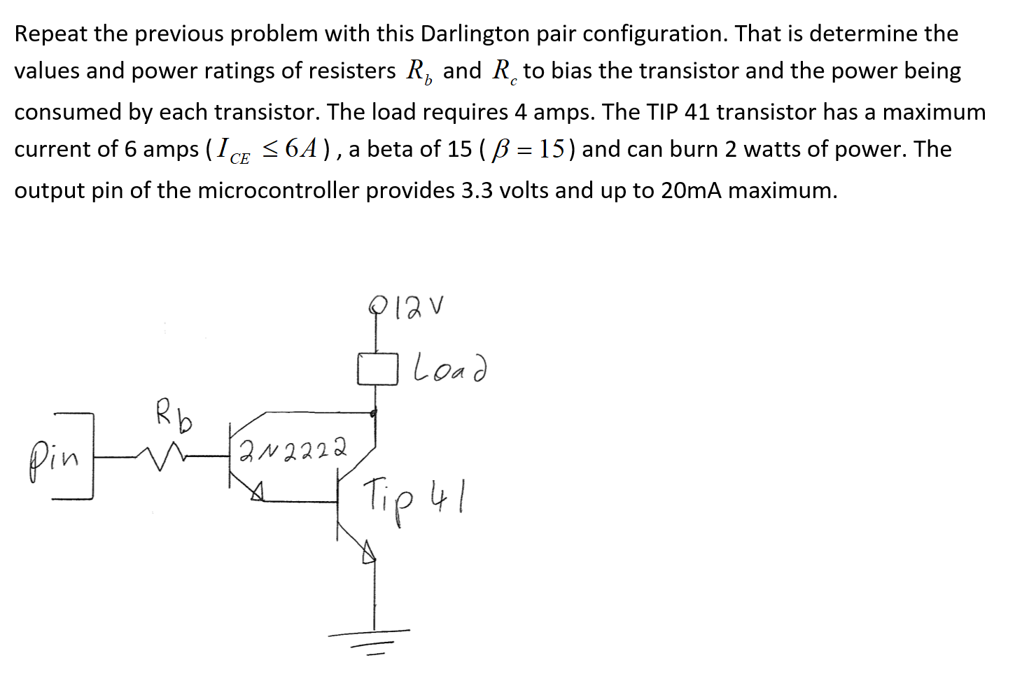 Repeat the previous problem with this Darlington pair | Chegg.com