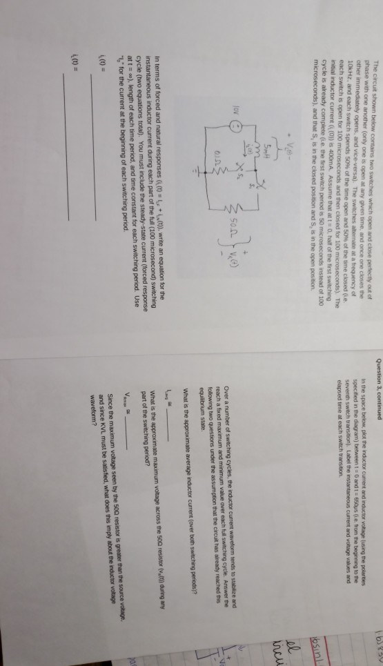 circuit shown below contains two switches which open | Chegg.com
