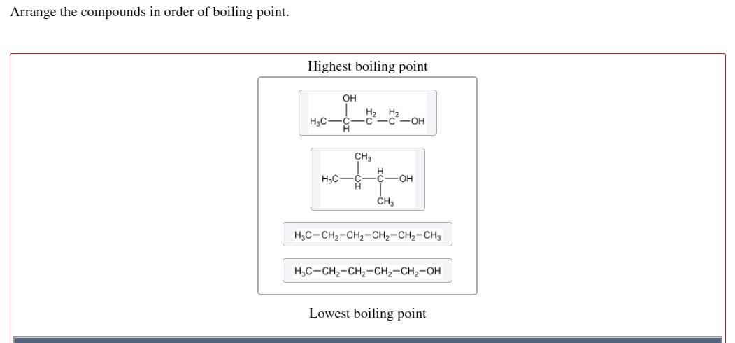 Solved Arrange the compounds in order of boiling point. | Chegg.com