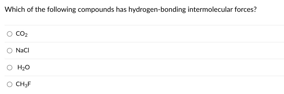Solved Which of the following compounds has hydrogen-bonding | Chegg.com