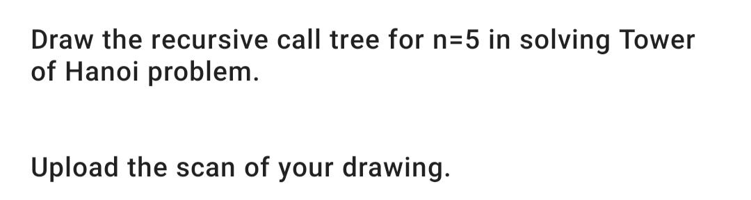 Solved Draw the recursive call tree for n=5 in solving Tower | Chegg.com