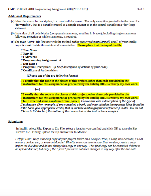 Solved CMPS 260 Fall 2018 Programming Assignment #10 | Chegg.com