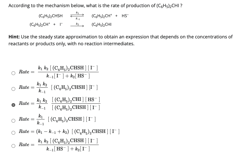 Solved According to the mechanism below, what is the rate of | Chegg.com