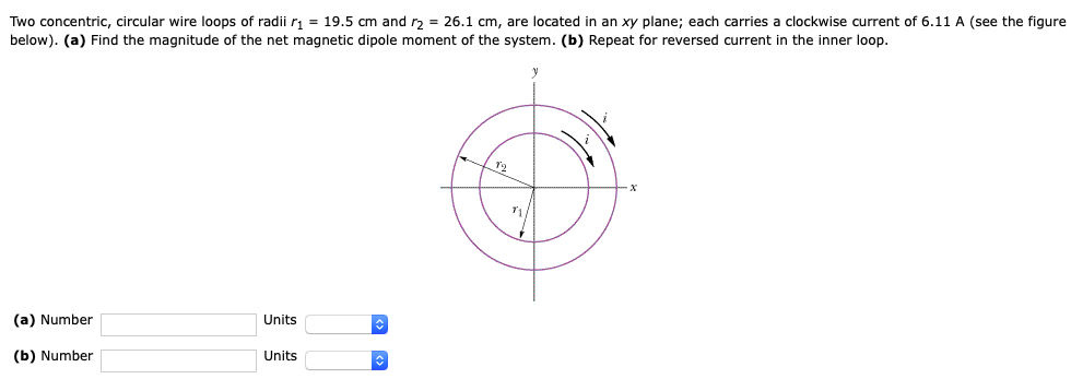 Solved Two concentric, circular wire loops of radii r 1 = | Chegg.com