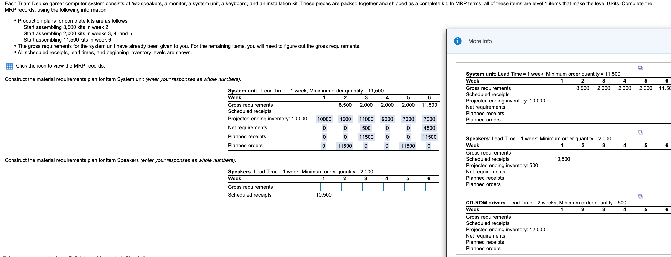 Solved Construct the material requirements plan for item | Chegg.com