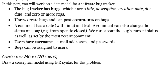 Solved In this part, you will work on a data model for a | Chegg.com