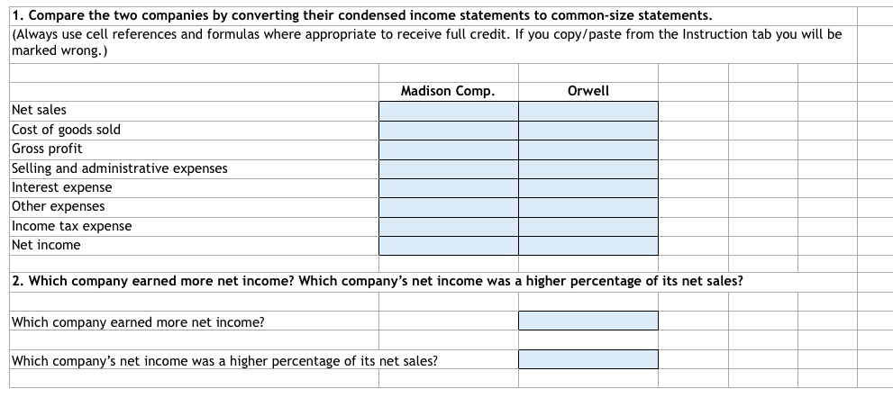Solved Financial Statement Analysis Compare common-size | Chegg.com