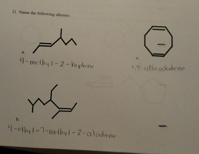 Solved 2) Name the following alkenes: 4-methyl-2-heptene | Chegg.com