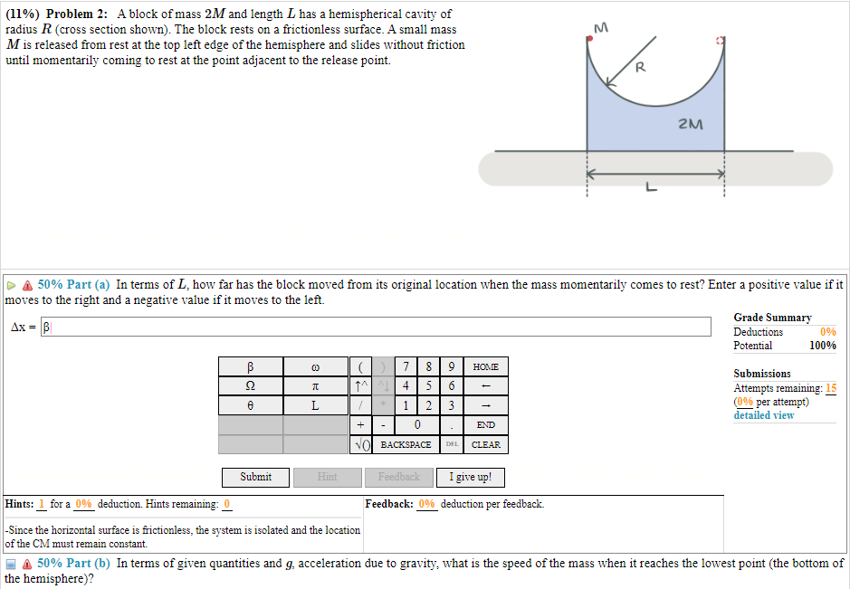 Solved (11\%) Problem 2: A block of mass 2M and length L has | Chegg.com Solved (11\%) Problem 2: A block of mass 2M and length L has | Chegg.com
