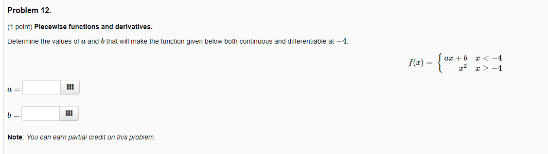 Solved Problem 12. (1 point) Piecewise functions and | Chegg.com