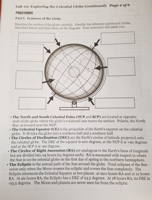 Solved Lab #2: Exploring the Celestial Globe (continued) | Chegg.com