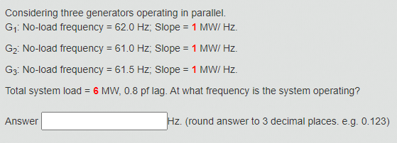 Solved Considering three generators operating in parallel. | Chegg.com