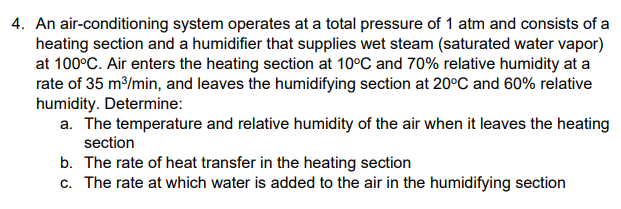 Solved 4. An air-conditioning system operates at a total | Chegg.com