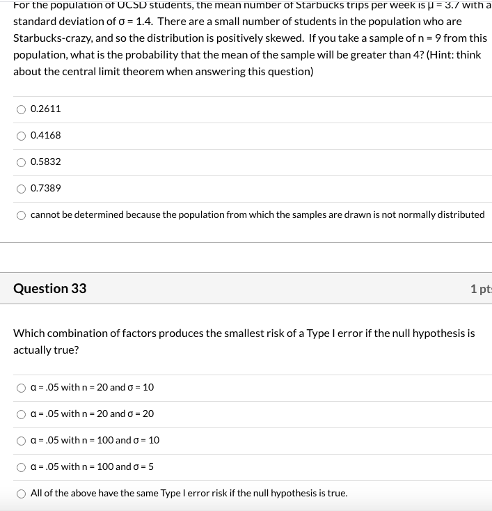 Solved For the population of UCSD students, the mean number | Chegg.com