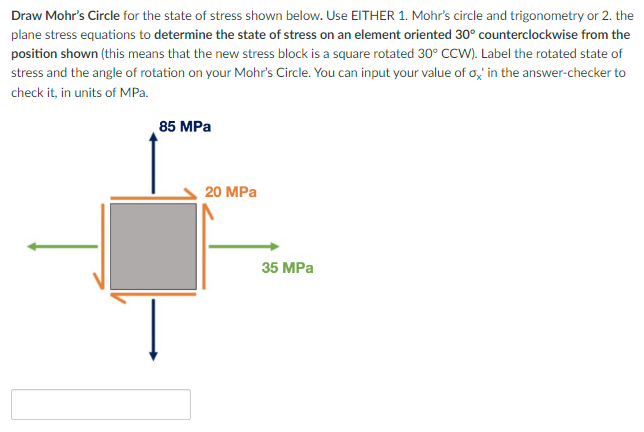Solved Draw Mohr's Circle for the state of stress shown | Chegg.com