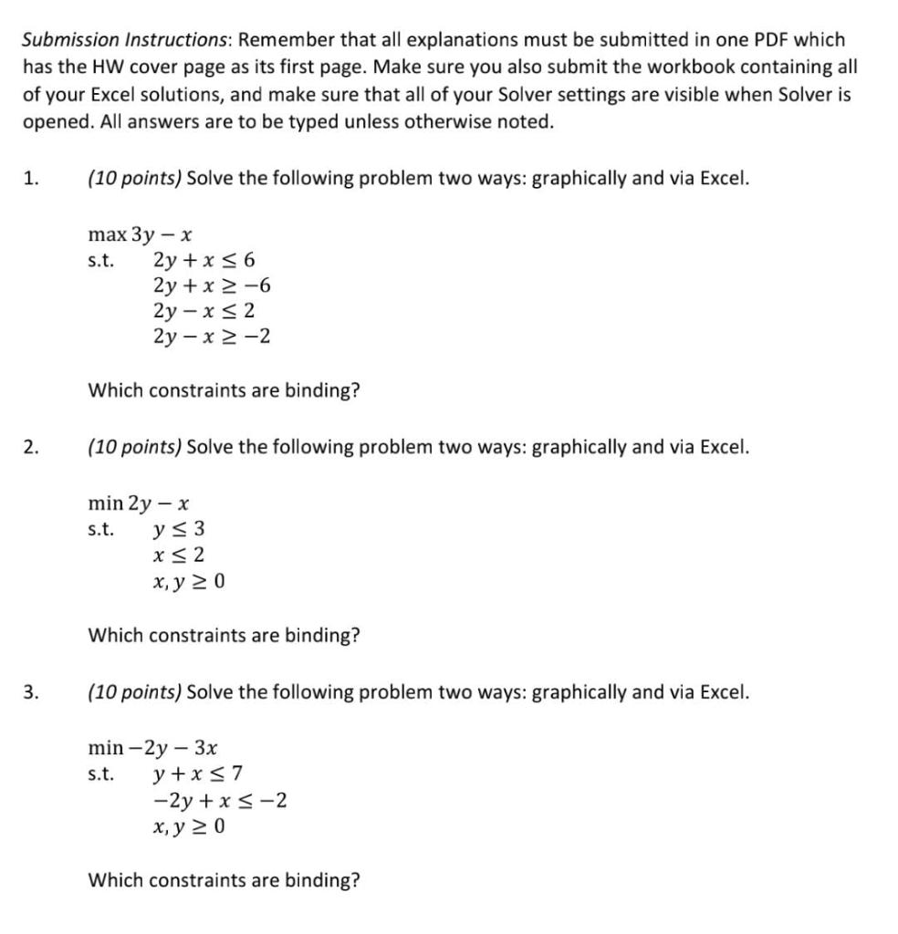 Submission Instructions: Remember that all | Chegg.com