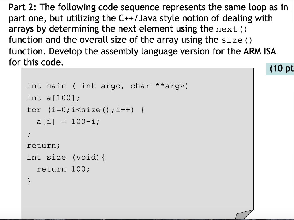 . Part1: Develop an assembly language version for the | Chegg.com